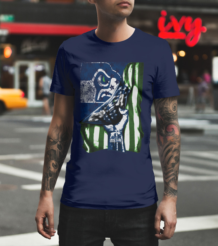 Seattle Seahawks American Flag Fist T-Shirt