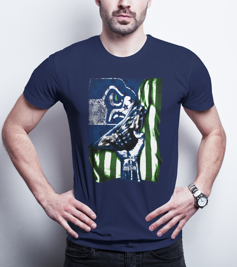 Seattle Seahawks American Flag Fist T-Shirt