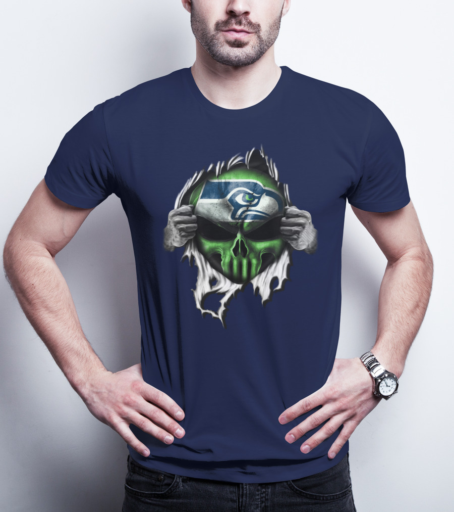 Seattle Seahawks Skull Ripping T-Shirt