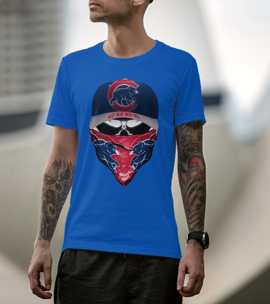 Chicago Cubs Bear Logo Cap And Bandana Combo T-Shirt