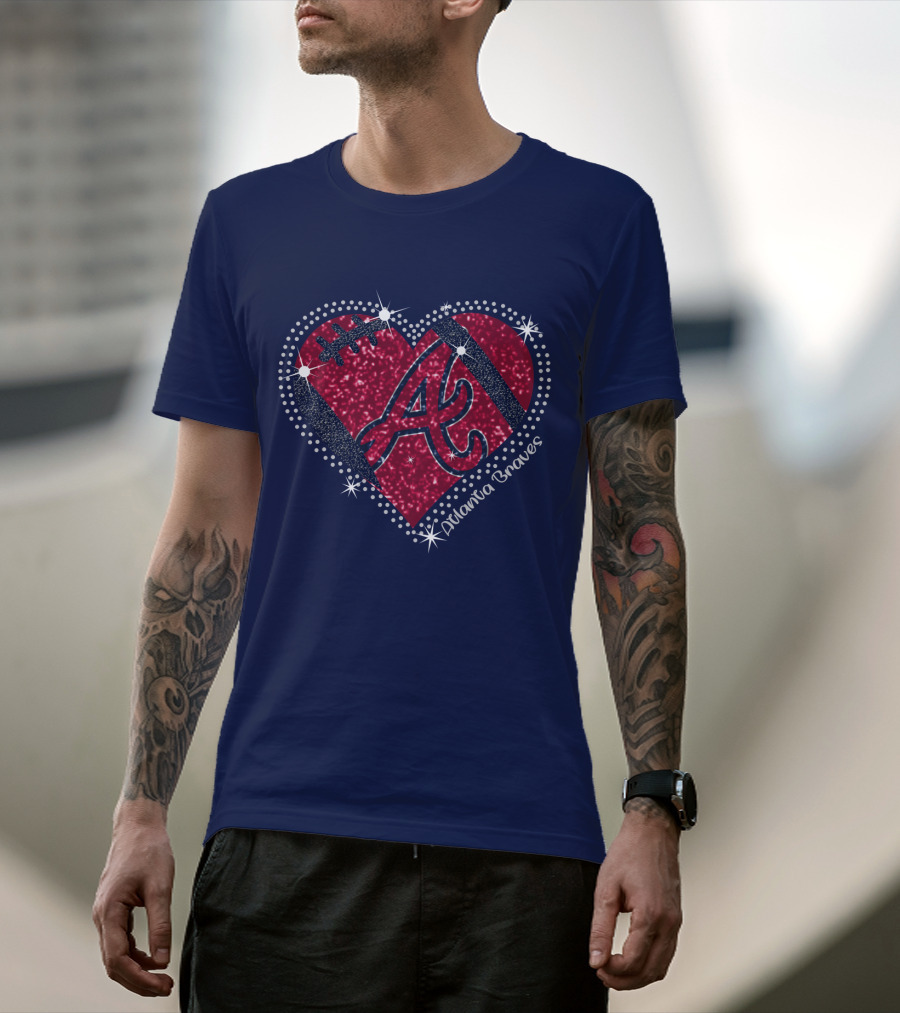 Atlanta Braves Heart With Sparkling Baseball T-Shirt