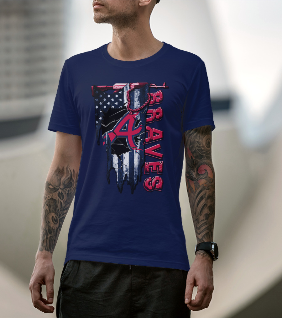 Atlanta Braves Patriotic Logo American Flag T-Shirt