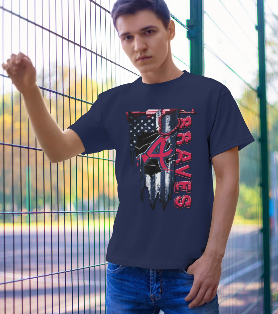 Atlanta Braves Patriotic Logo American Flag T-Shirt