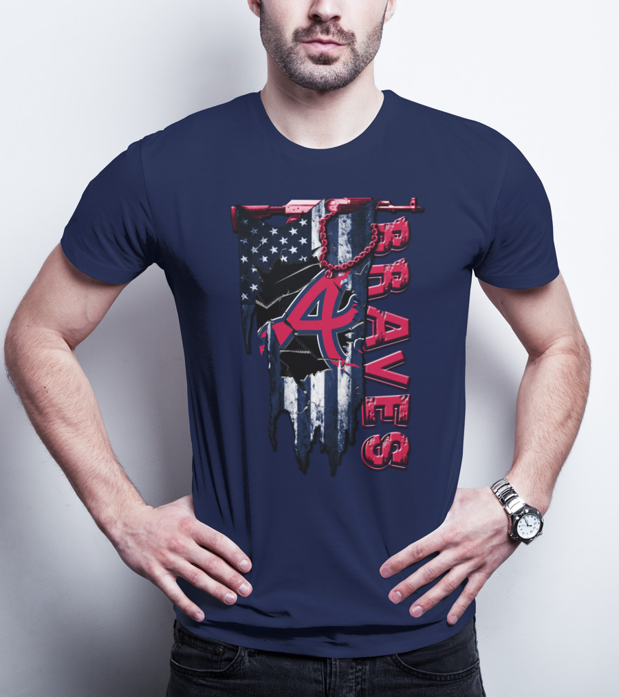 Atlanta Braves Patriotic Logo American Flag T-Shirt