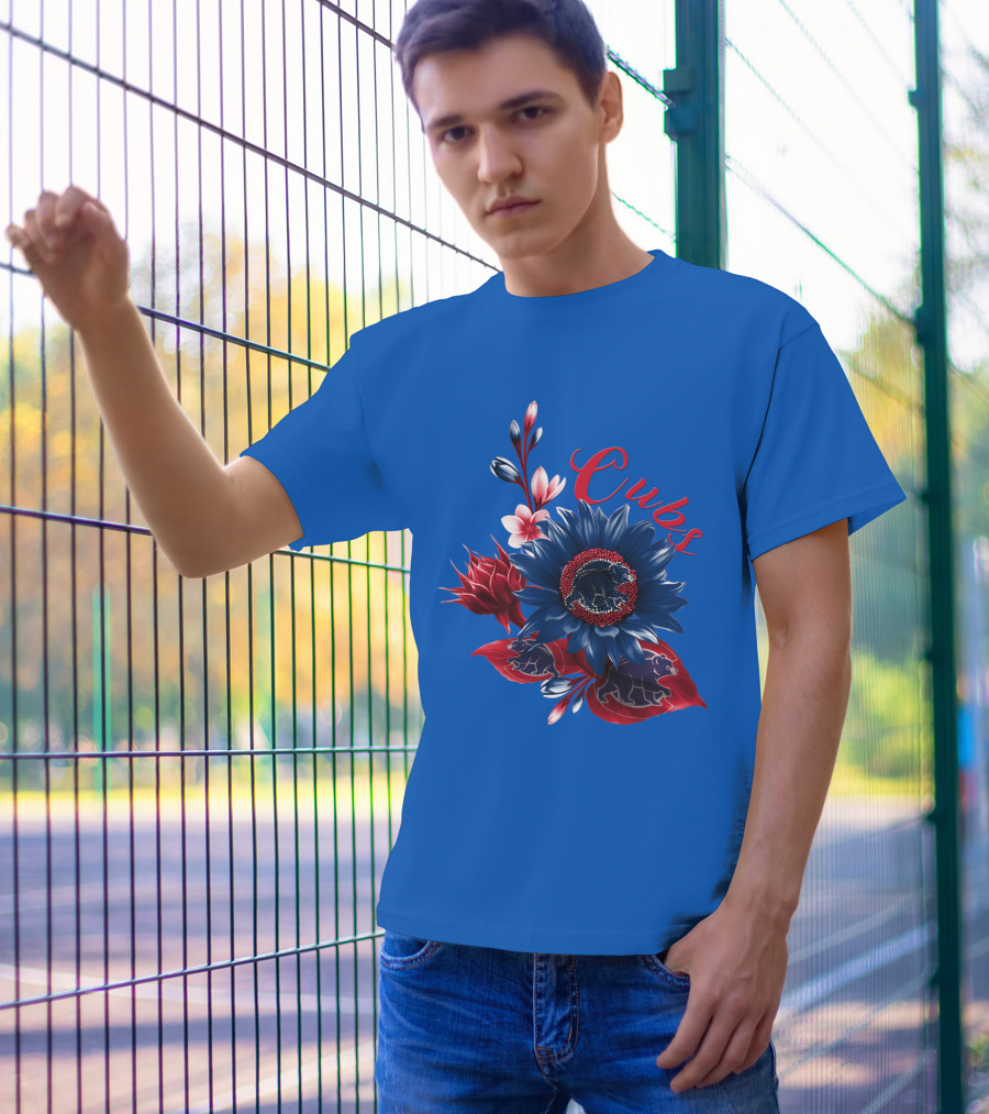 Cubs Blue And Red Floral T-Shirt