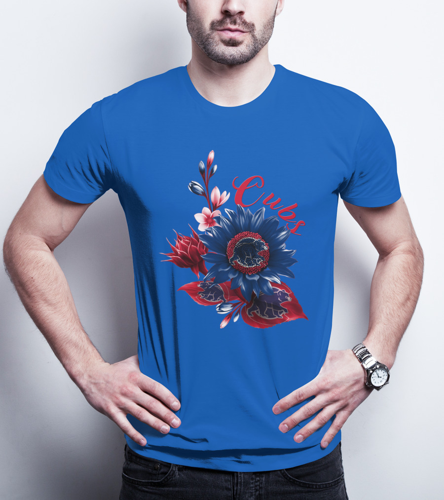 Cubs Blue And Red Floral T-Shirt