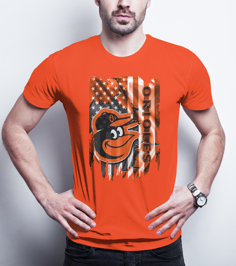 Baltimore Orioles American Flag Bird T-Shirt