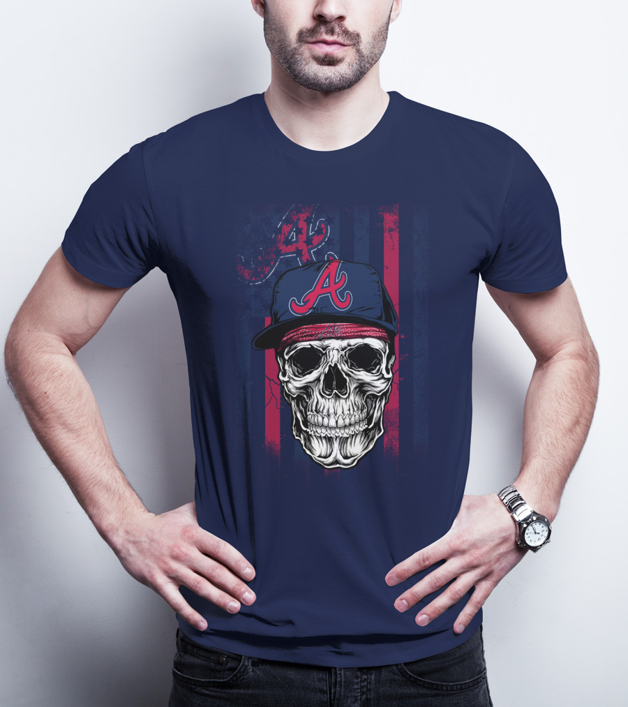 Atlanta Braves Skull With Cap And Team T-Shirt