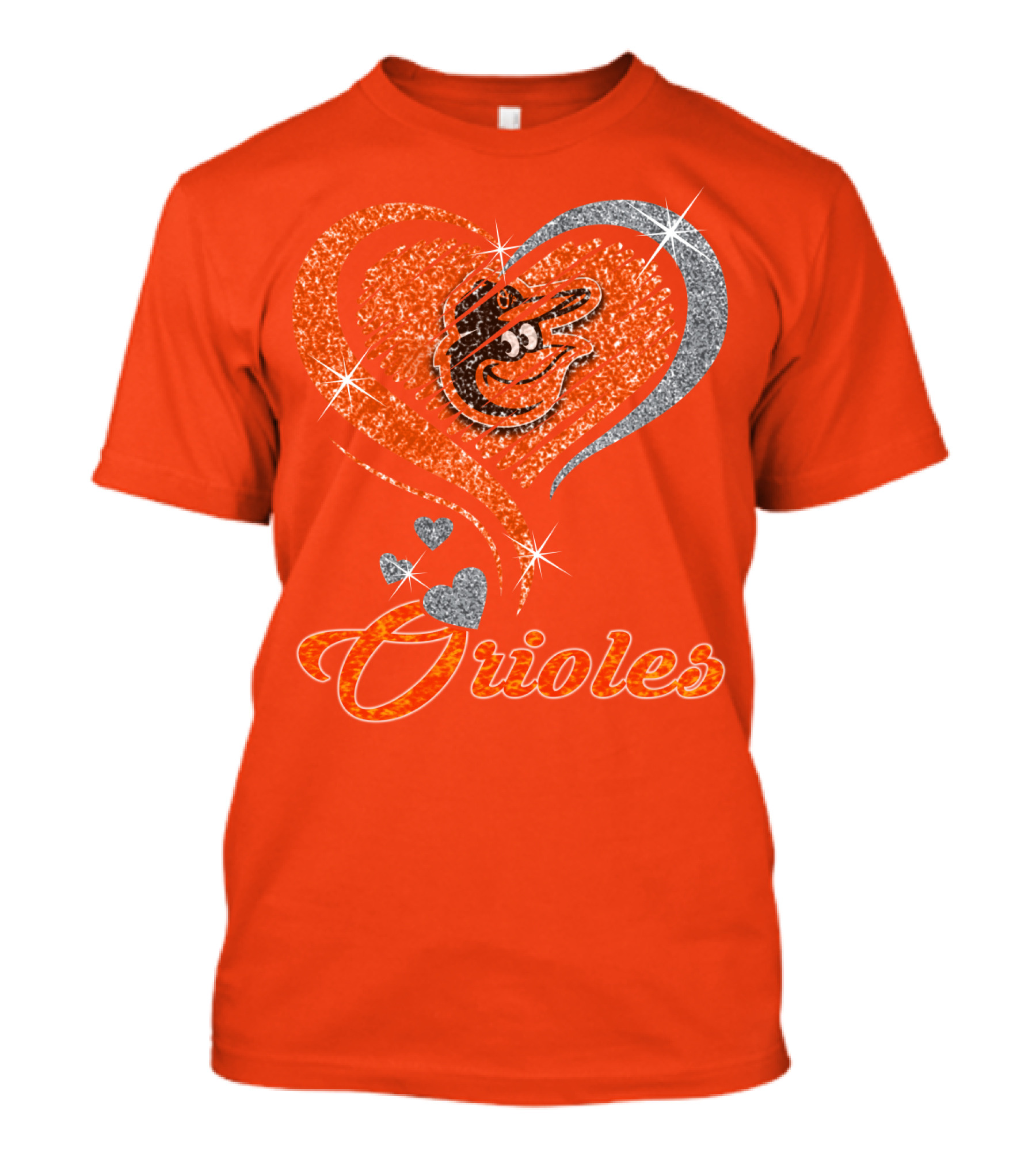 Orioles Heart Sparkle Design Baltimore Orioles T-Shirt