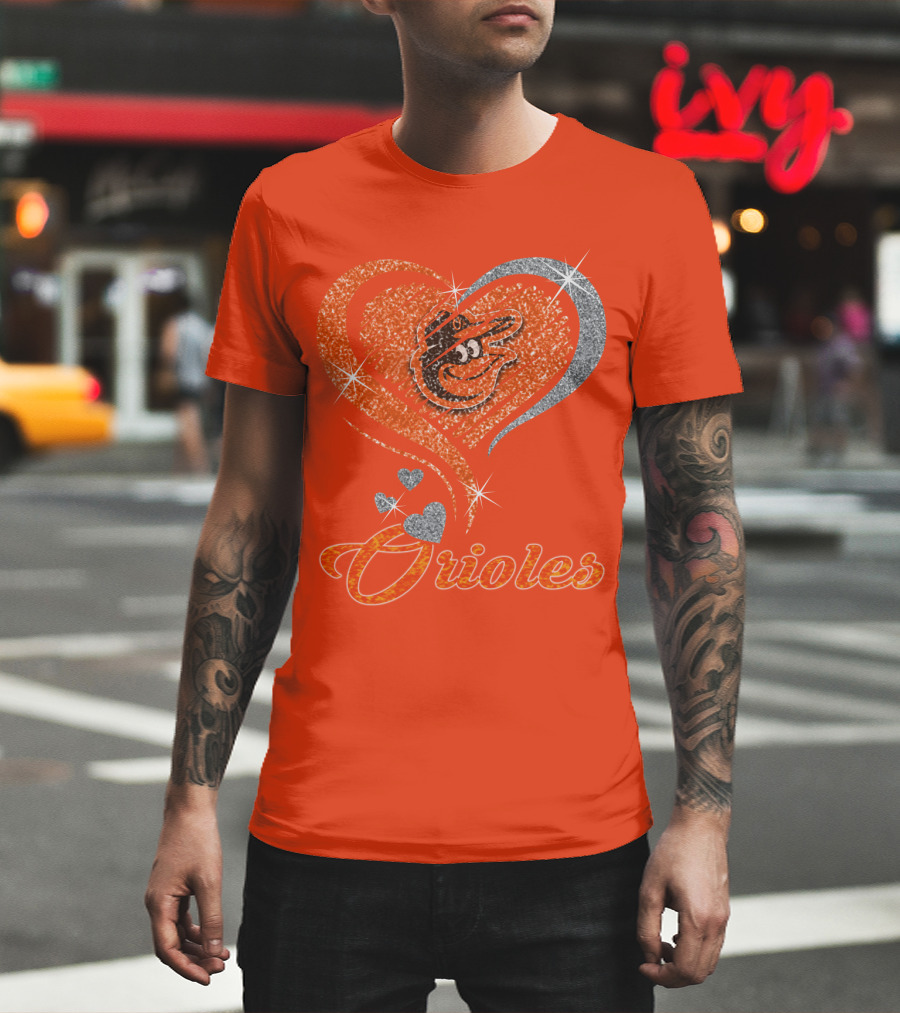 Orioles Heart Sparkle Design Baltimore Orioles T-Shirt