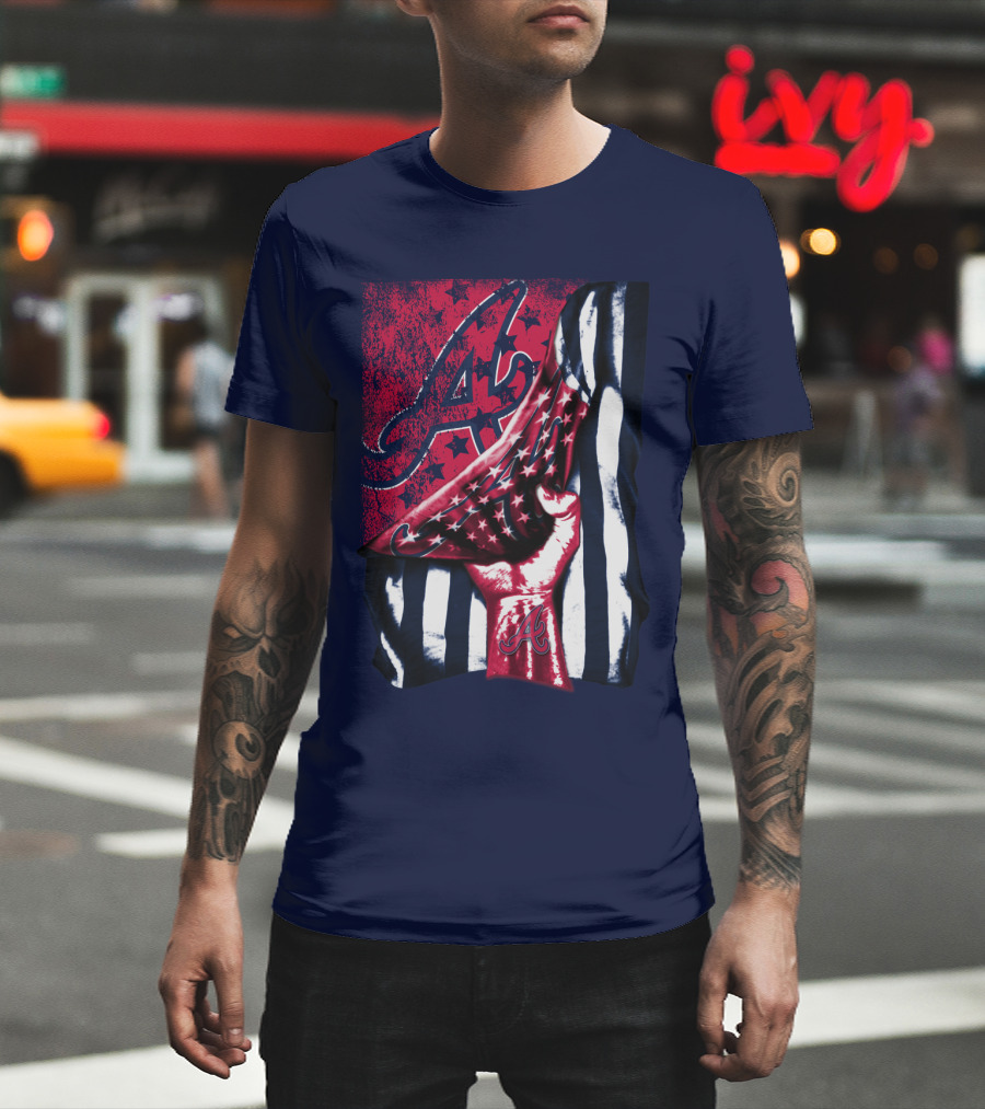 Atlanta Braves A Logo Stars And Stripes Flag T-Shirt