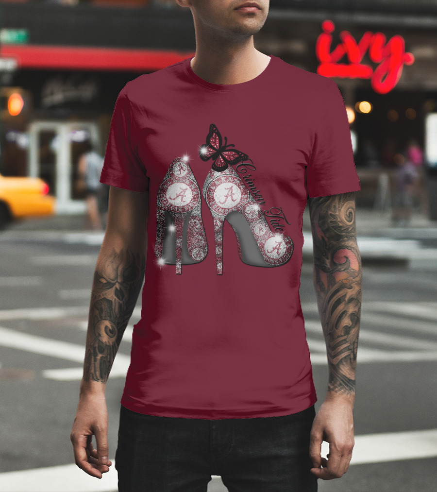 Crimson Tide Heels With Butterfly T-Shirt