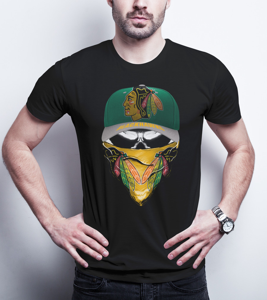 Chicago Blackhawks Logo Cap And Mask Combo T-Shirt