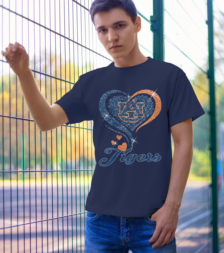 Auburn Tigers Heart Logo With Effect T-Shirt