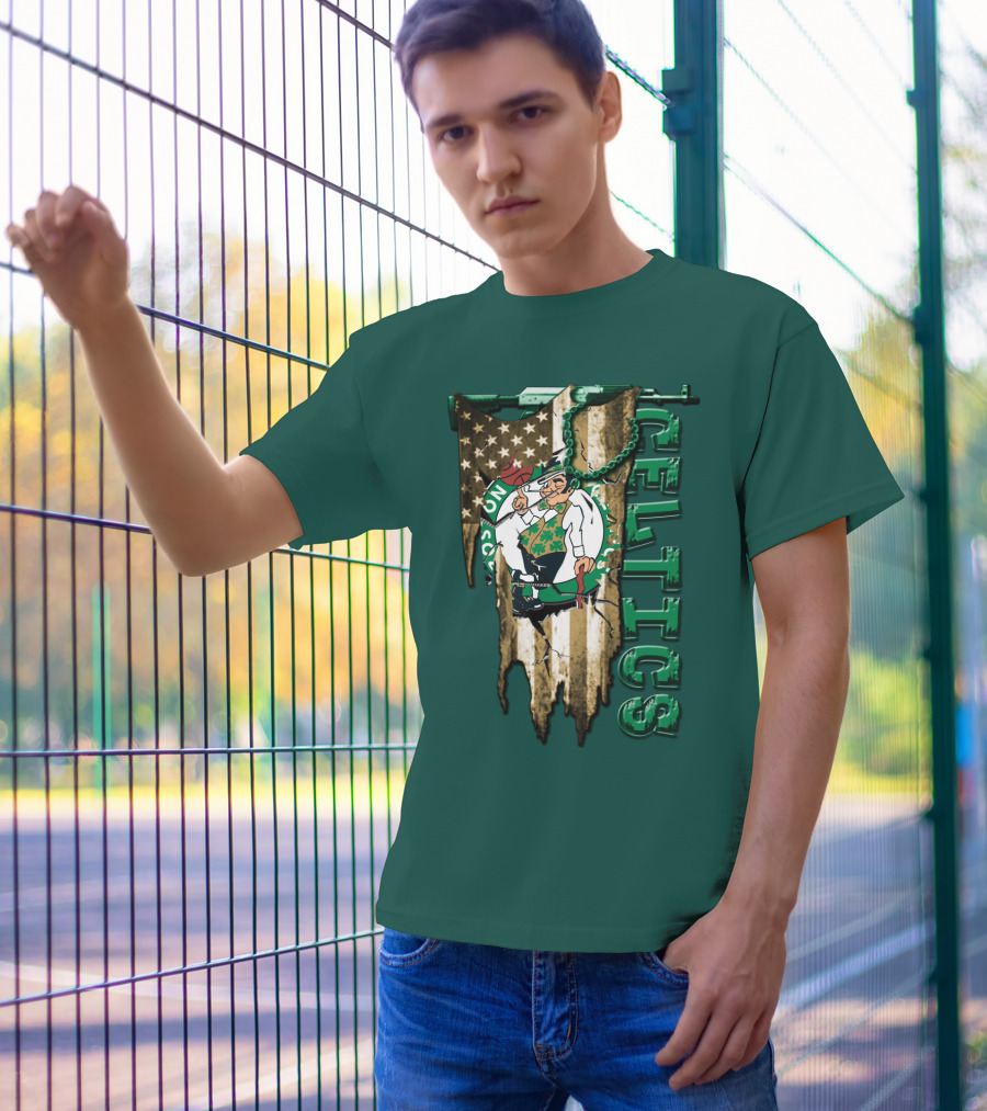 Boston Celtics Vintage American Flag T-Shirt
