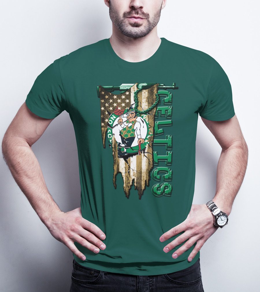 Boston Celtics Vintage American Flag T-Shirt