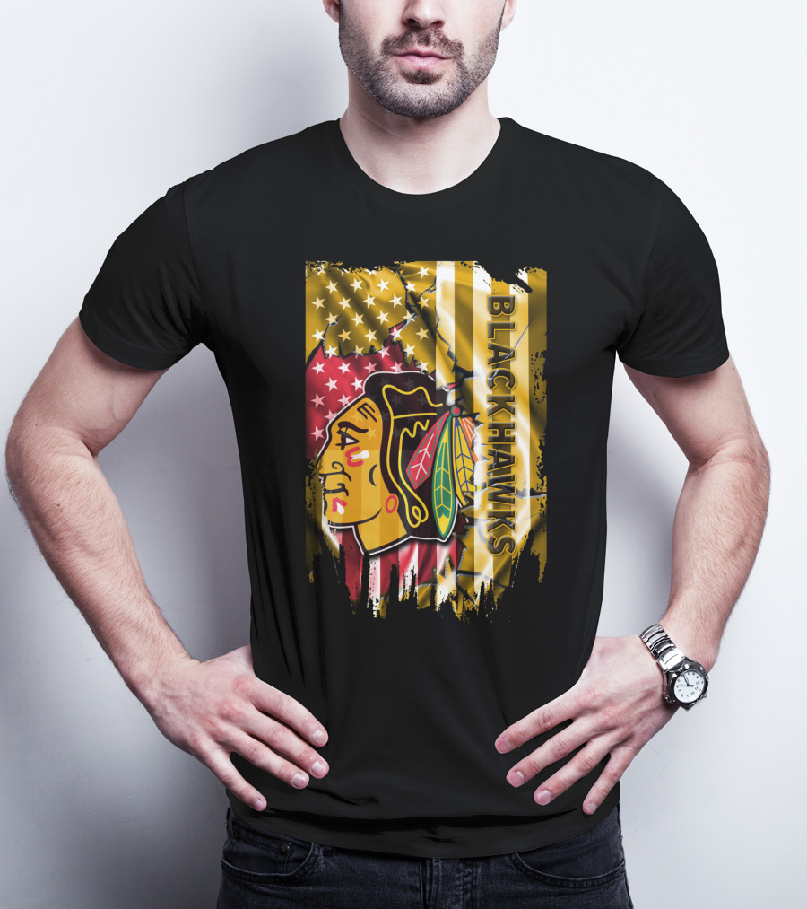 Blackhawks American Flag T-Shirt
