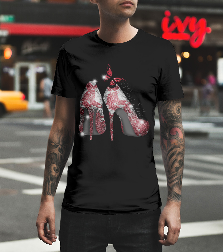 Boston Red Sox High Heels With Butterfly And Socks T-Shirt