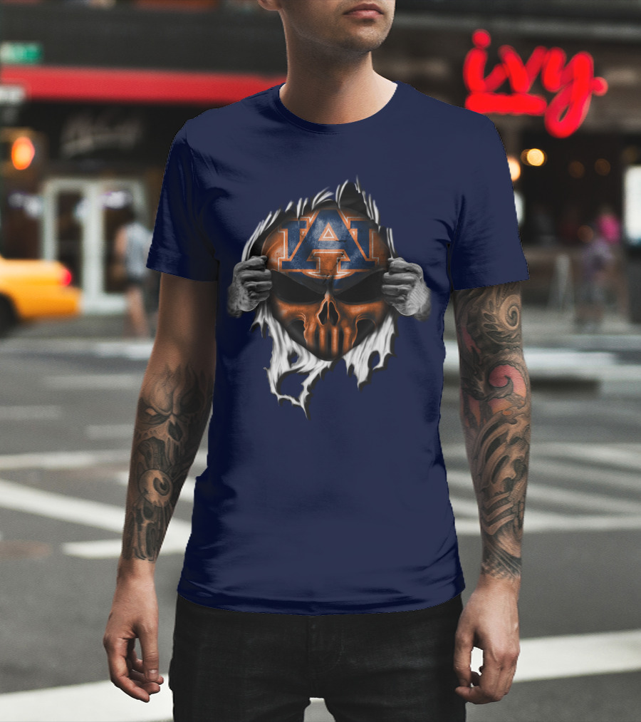 Auburn Tigers Skull Face Peel T-Shirt