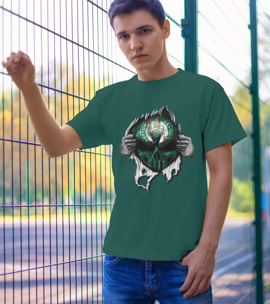 Boston Celtics Skull And Leprechaun Emblem T-Shirt