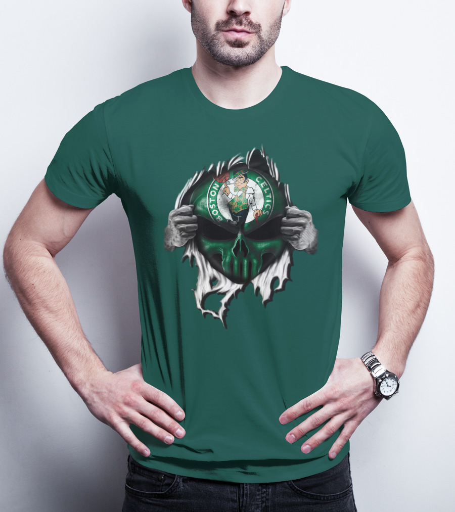 Boston Celtics Skull And Leprechaun Emblem T-Shirt