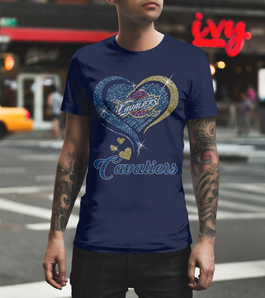 Cleveland Cavaliers Heart Logo Sparkle T-Shirt