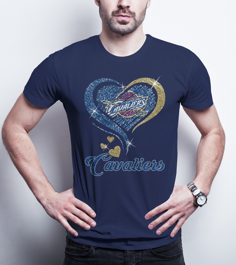 Cleveland Cavaliers Heart Logo Sparkle T-Shirt
