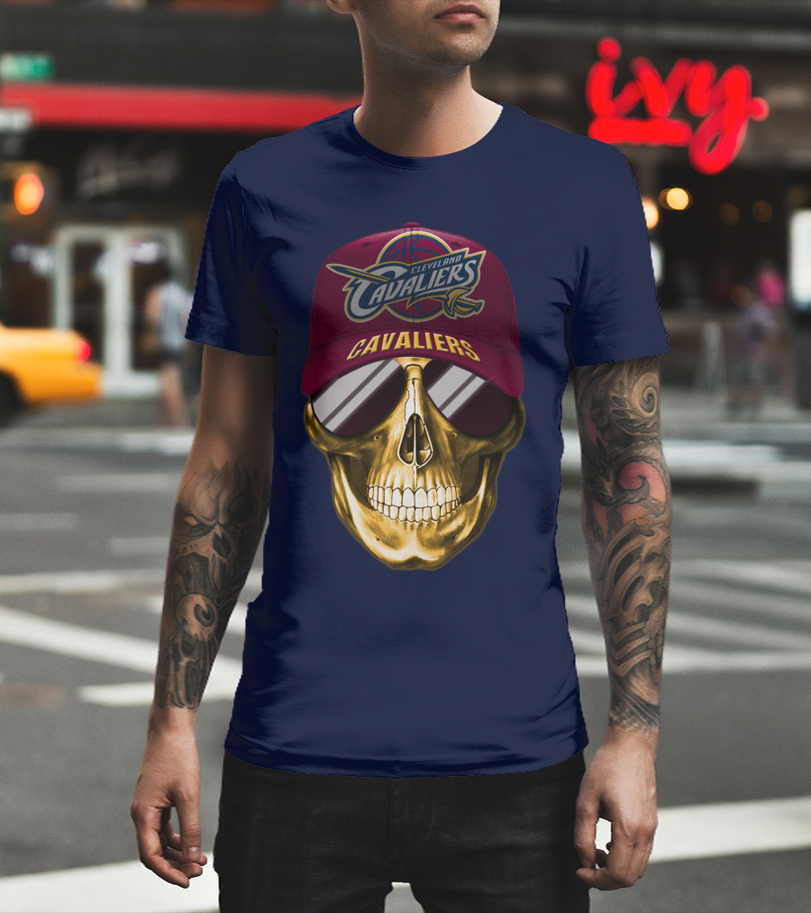 Cleveland Cavaliers Skull Hat Nba Basketball Fan Gear T-Shirt