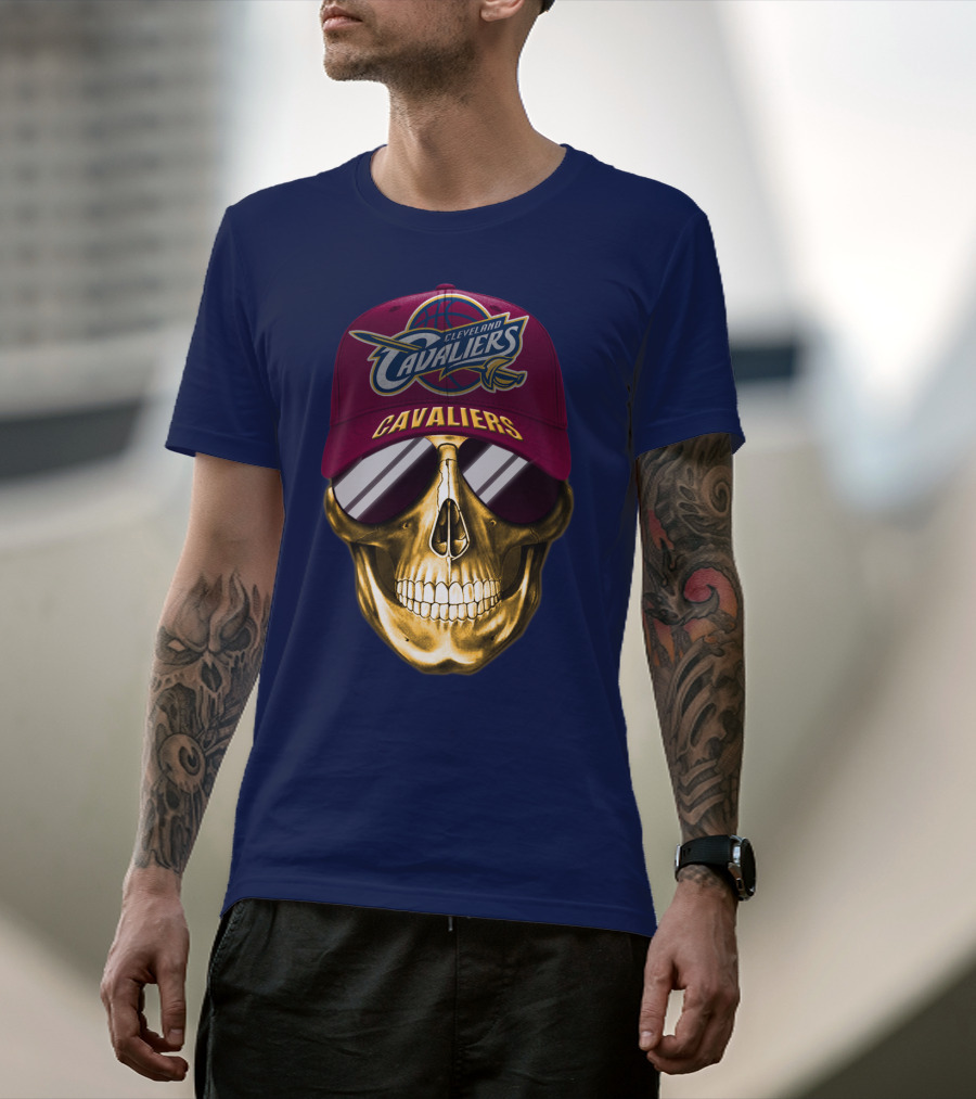Cleveland Cavaliers Skull Hat Nba Basketball Fan Gear T-Shirt