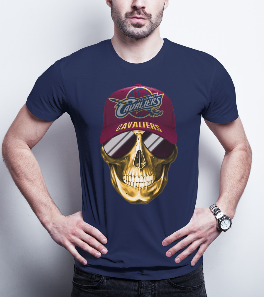 Cleveland Cavaliers Skull Hat Nba Basketball Fan Gear T-Shirt