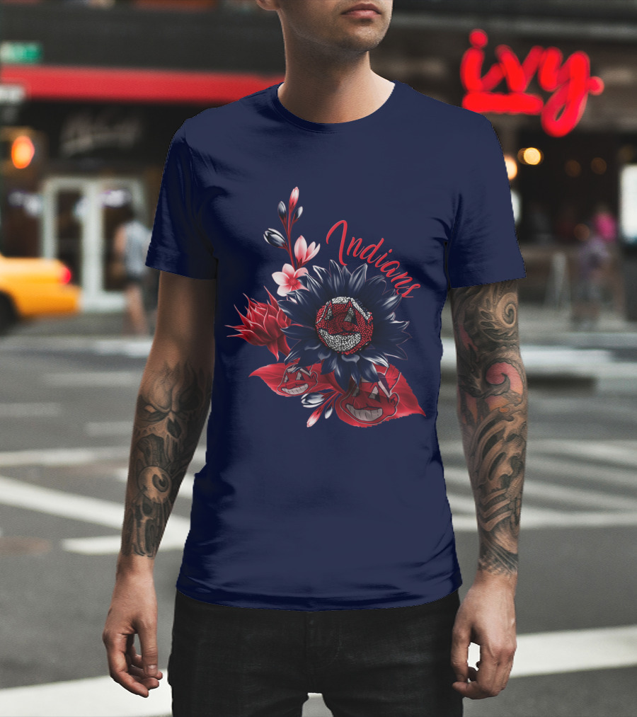 Indians Floral Chief Wahoo T-Shirt