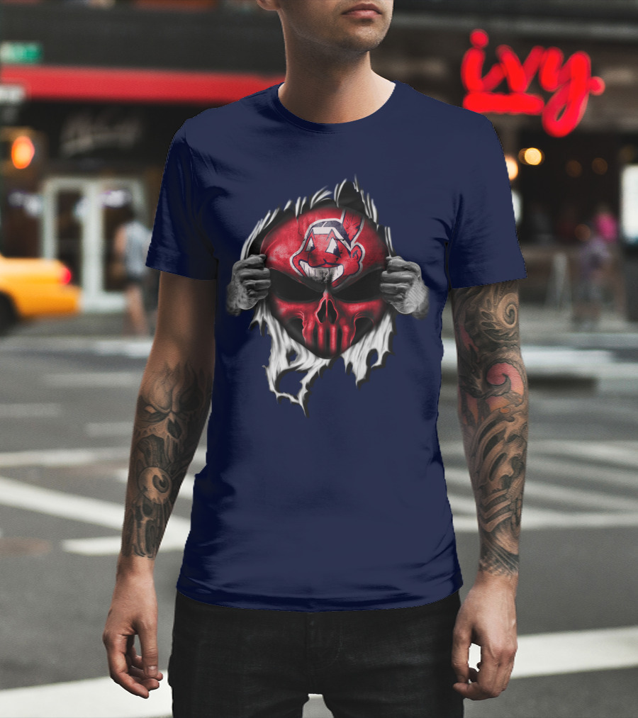Cleveland Indians Skull Mask Ripping T-Shirt
