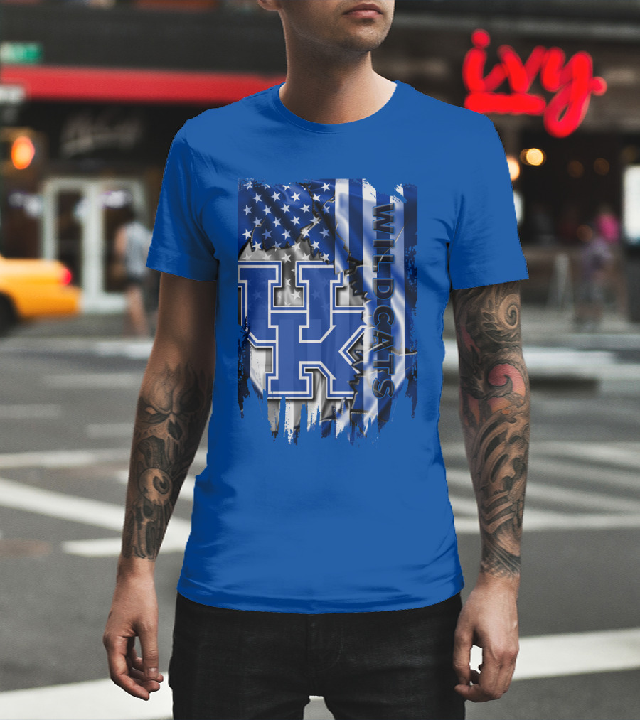 Kentucky Wildcats American Flag Tribute Uk T-Shirt