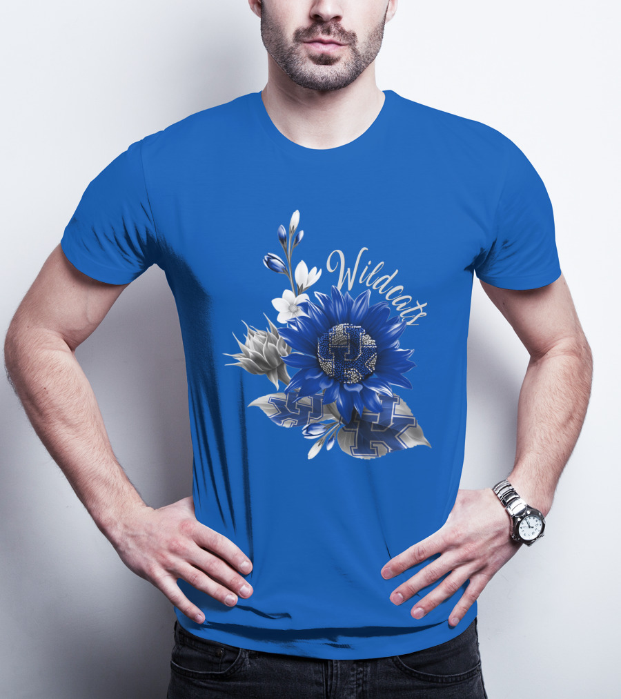 Wildcats Kentucky Blue Flowers K T-Shirt