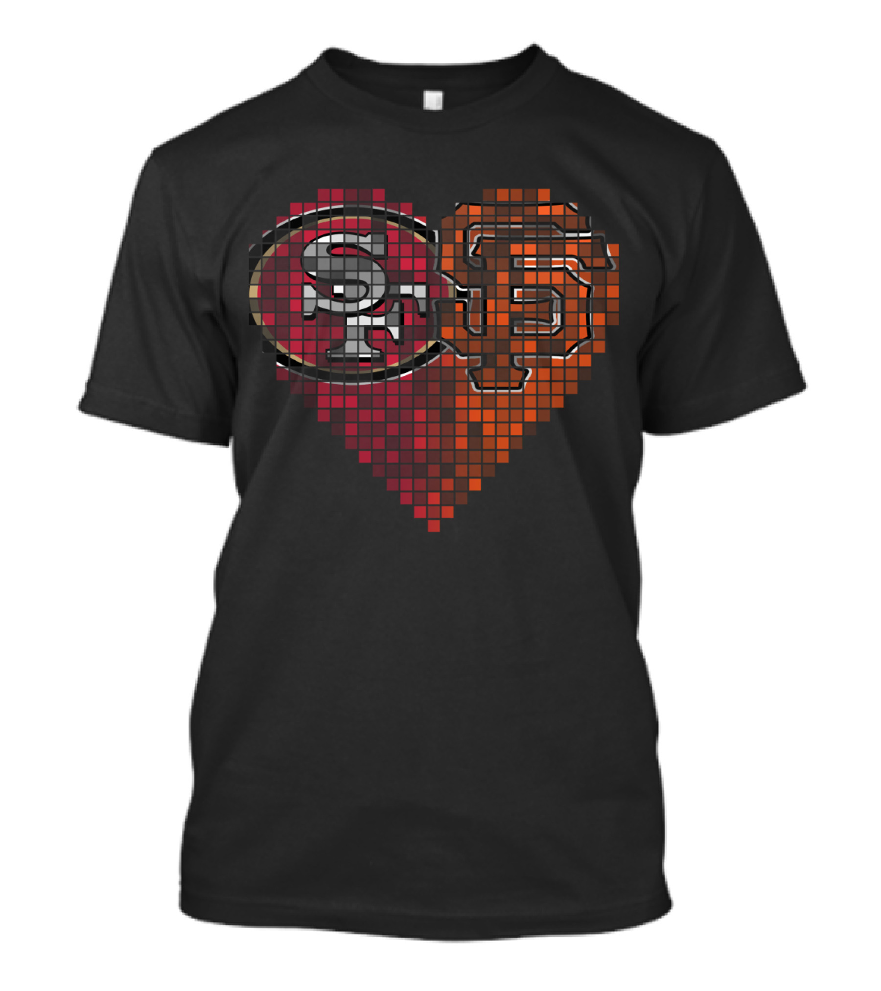 Ttr 003 Sf Giants 49ers Heart Pixel Art T-Shirt