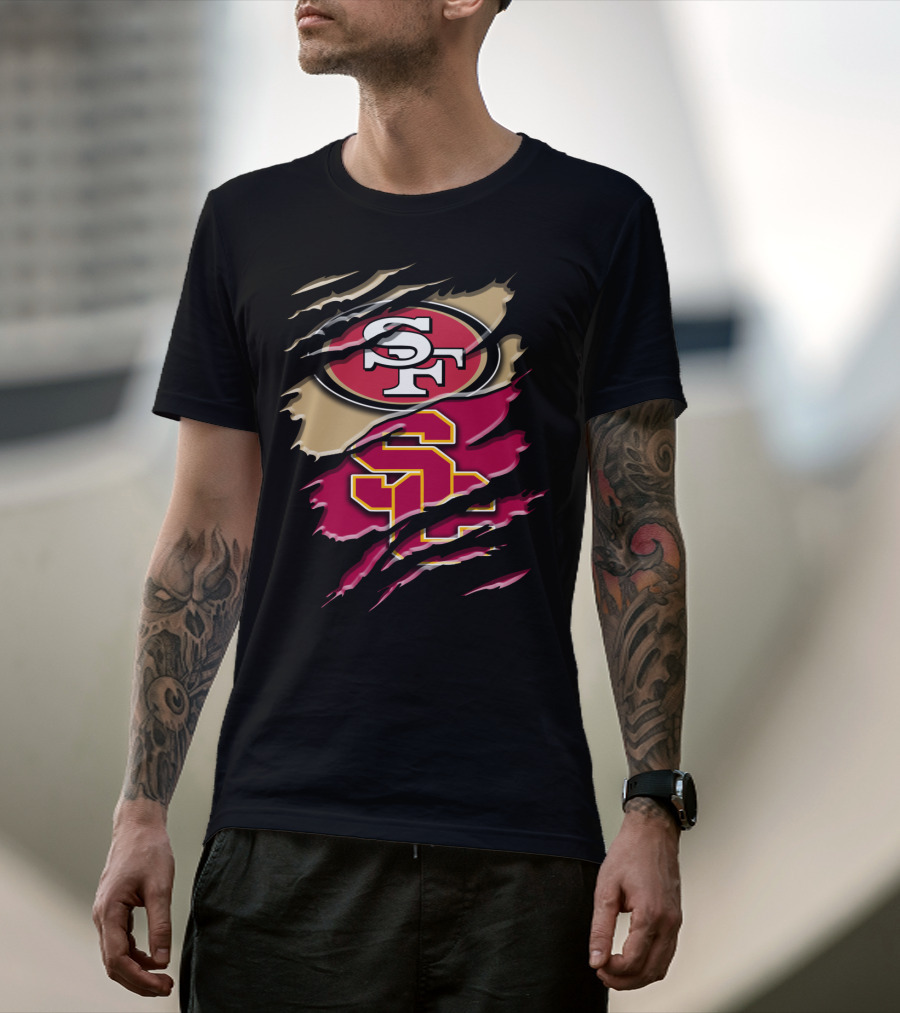 San Francisco 49ers USC Trojans Chest Rip T-Shirt