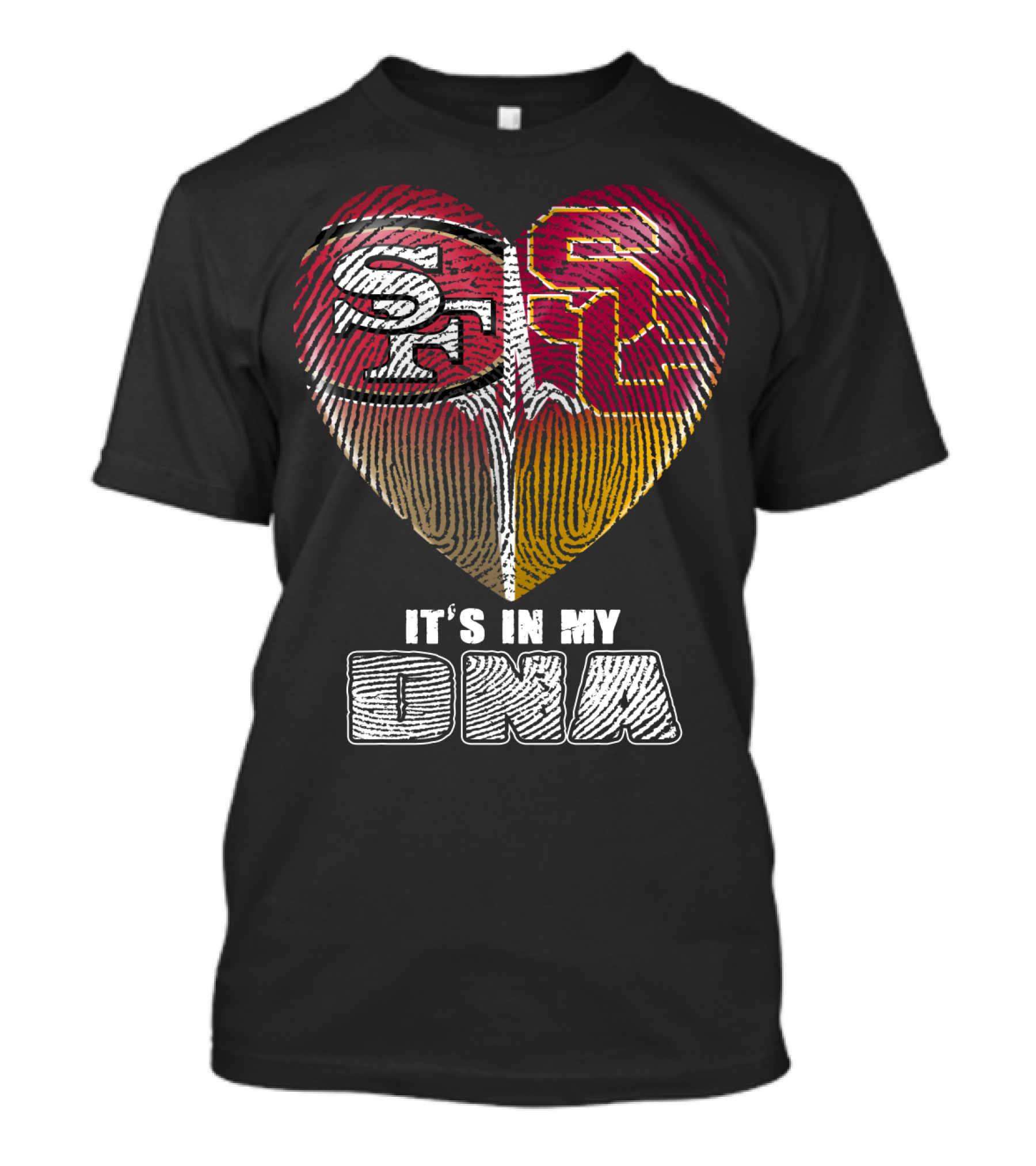 San Francisco 49ers USC Trojans Heart DNA Fingerprint Fan Pride T-Shirt