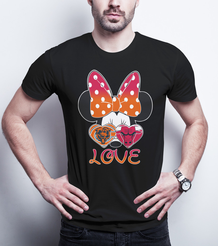 Minnie Mouse Chicago Bears Bulls Love T-Shirt