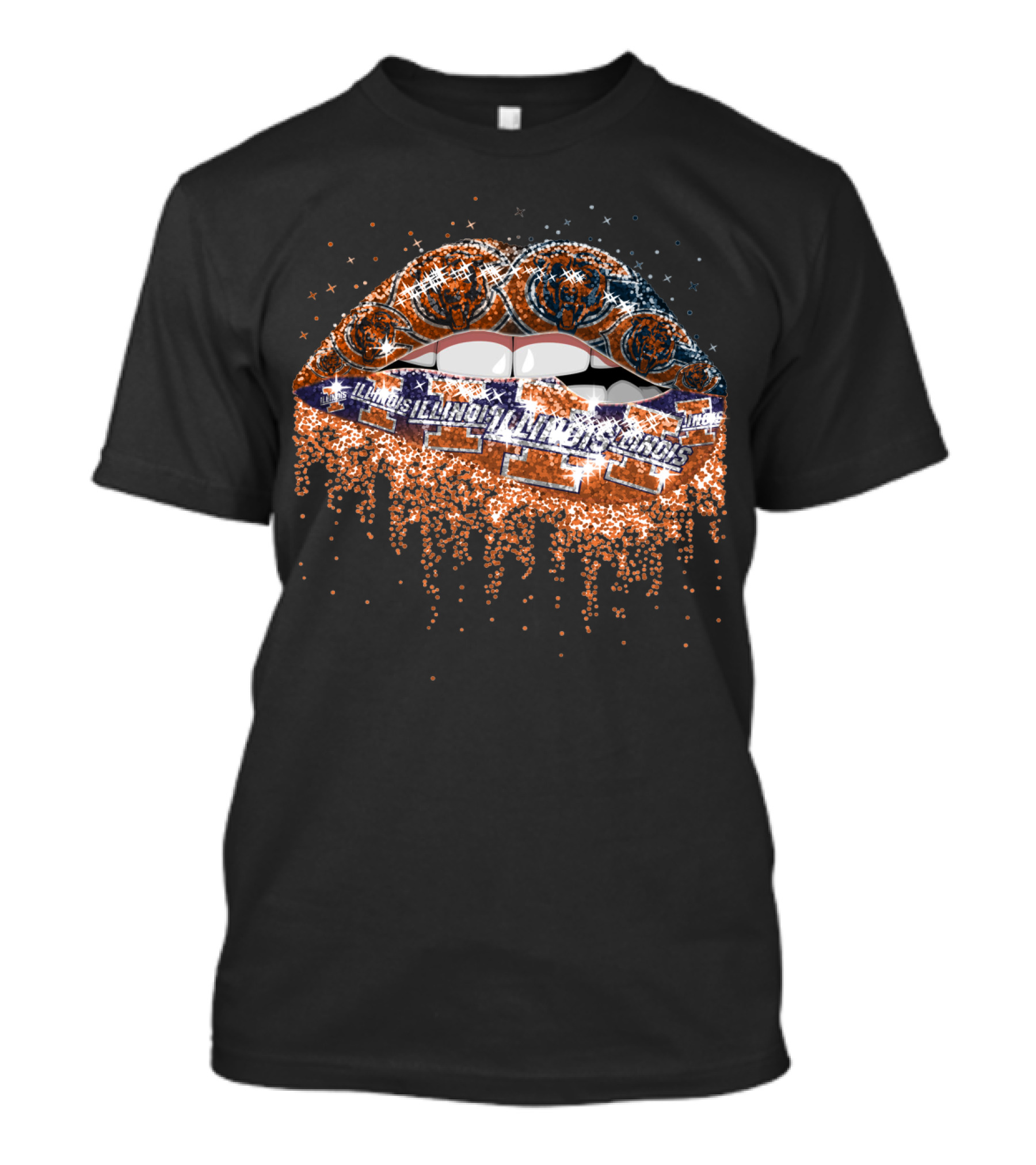 Illinois Fighting Illini Lips Glitter T-Shirt