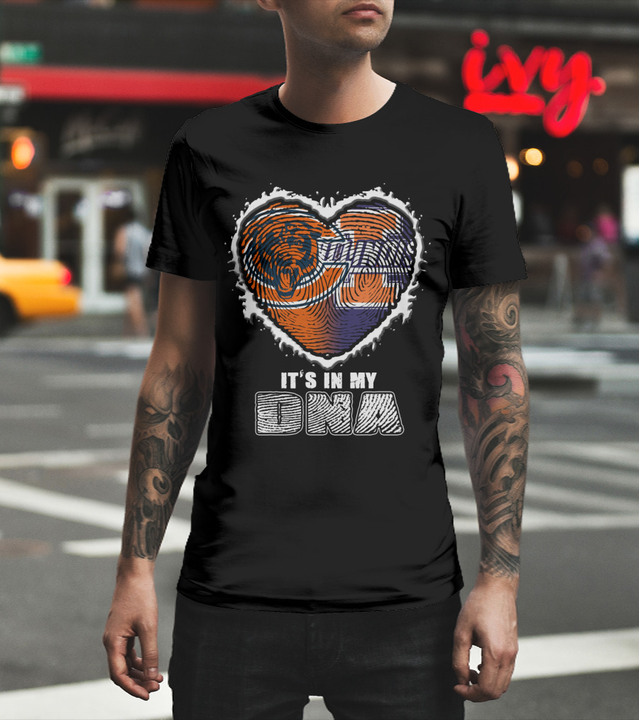 Chicago Bears It's In My Dna Heart Fingerprint T-Shirt