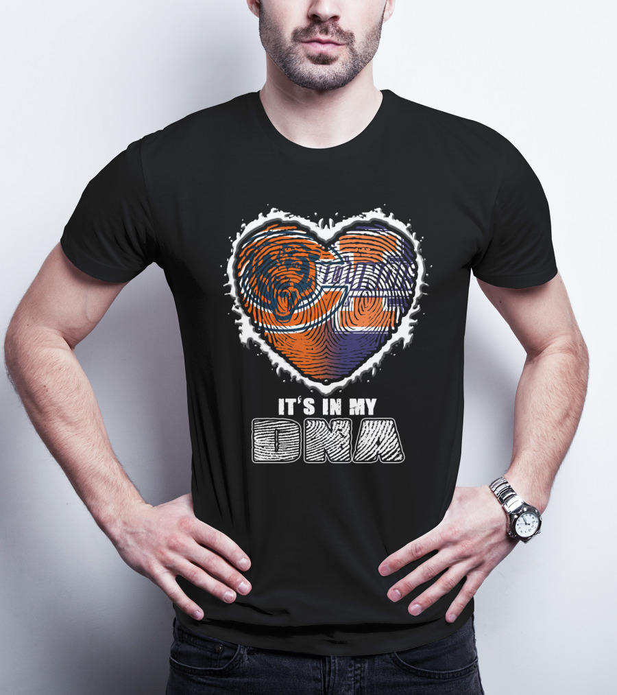 Chicago Bears It's In My Dna Heart Fingerprint T-Shirt