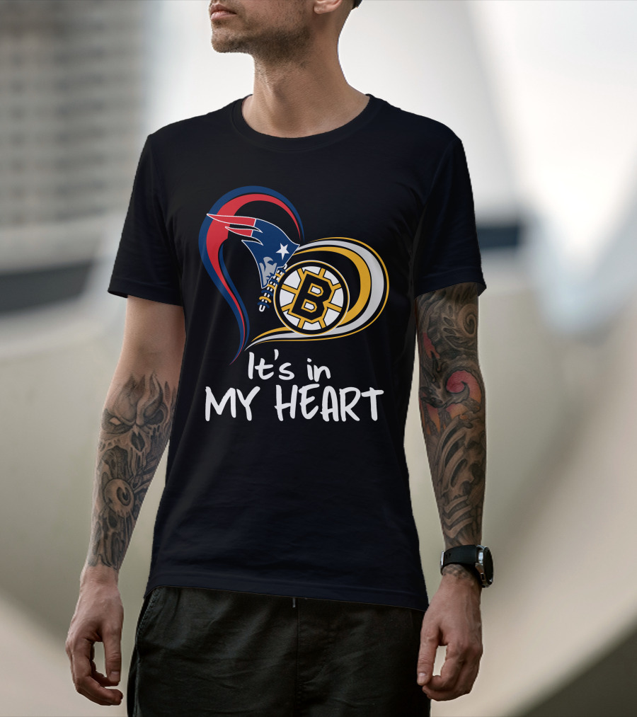 It's In My Heart Patriots Bruins T-Shirt