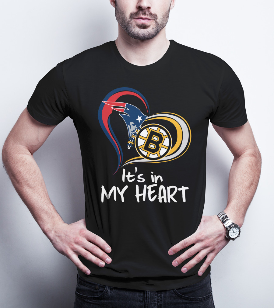 It's In My Heart Patriots Bruins T-Shirt