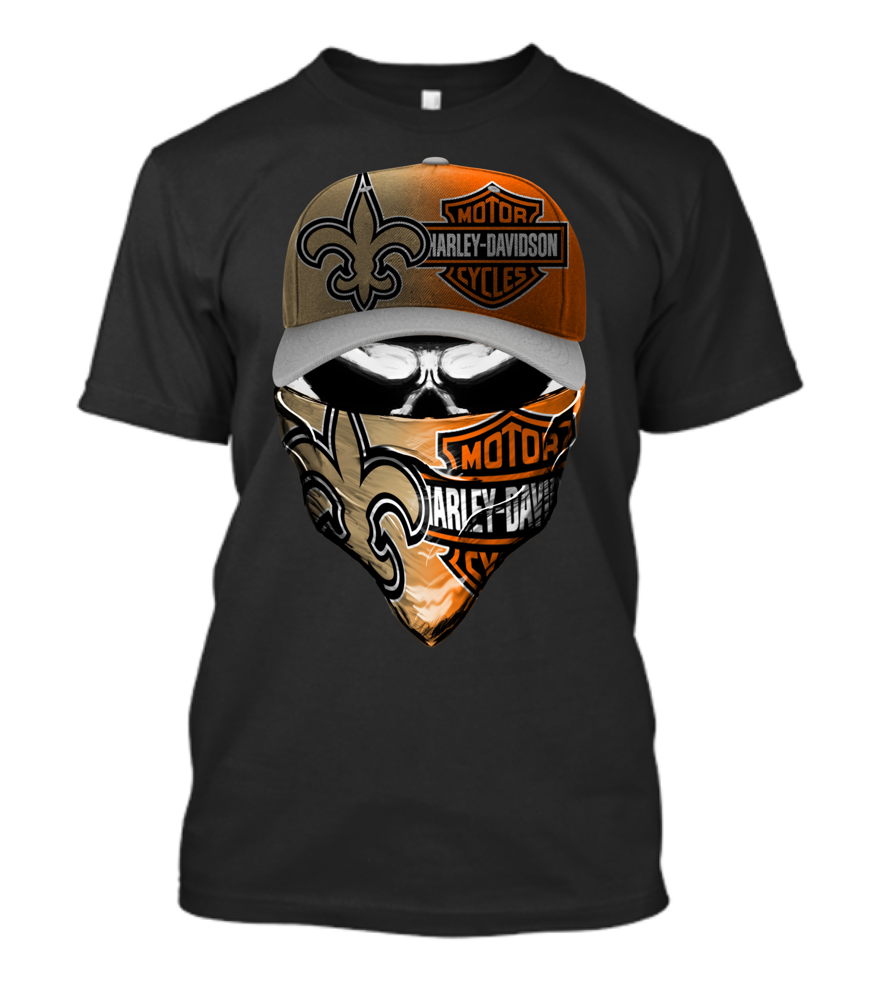 New Orleans Saints Harley Davidson Skull T-Shirt