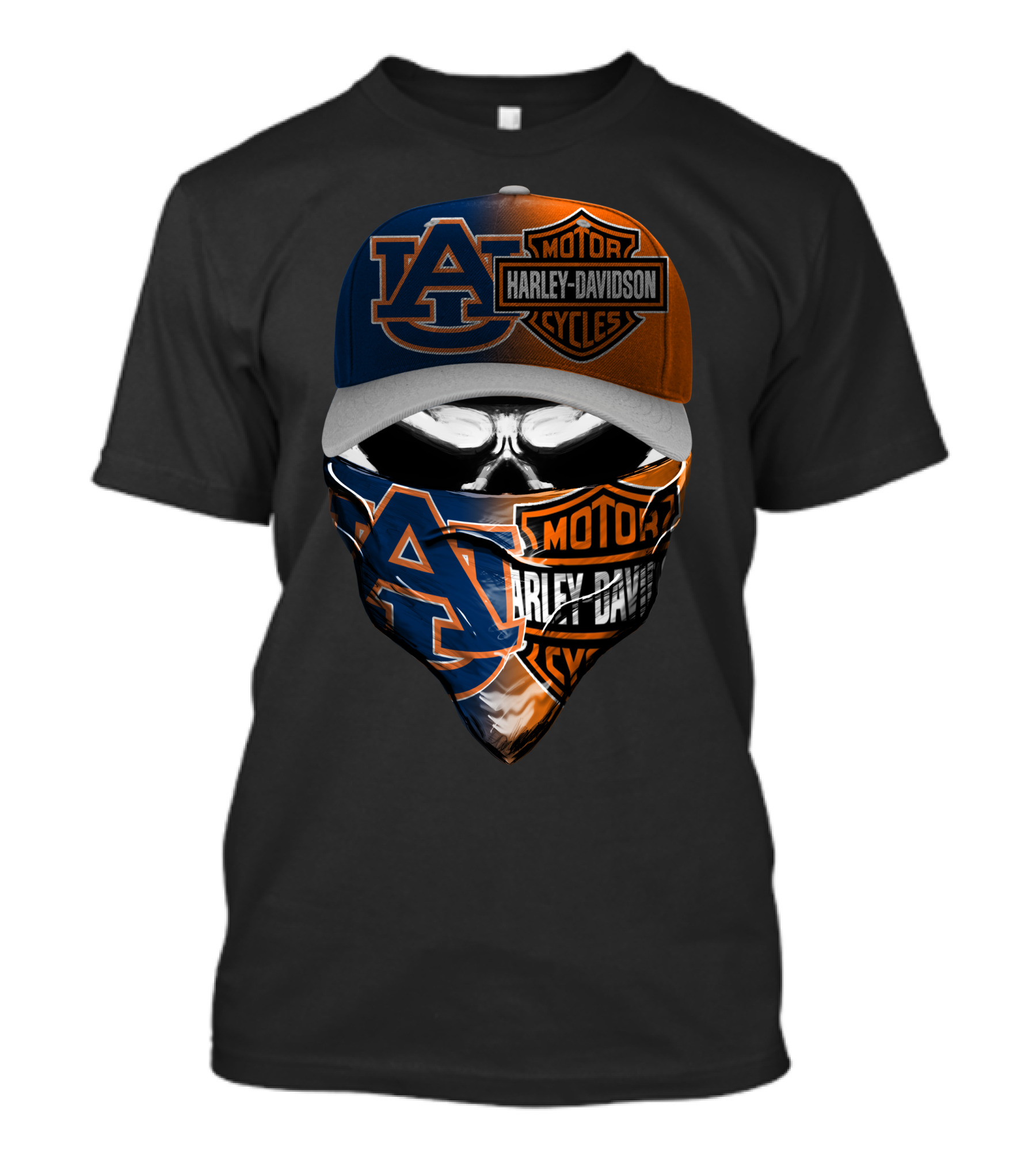Auburn Tigers Harley Davidson Motorcycles Skull Combo T-Shirt