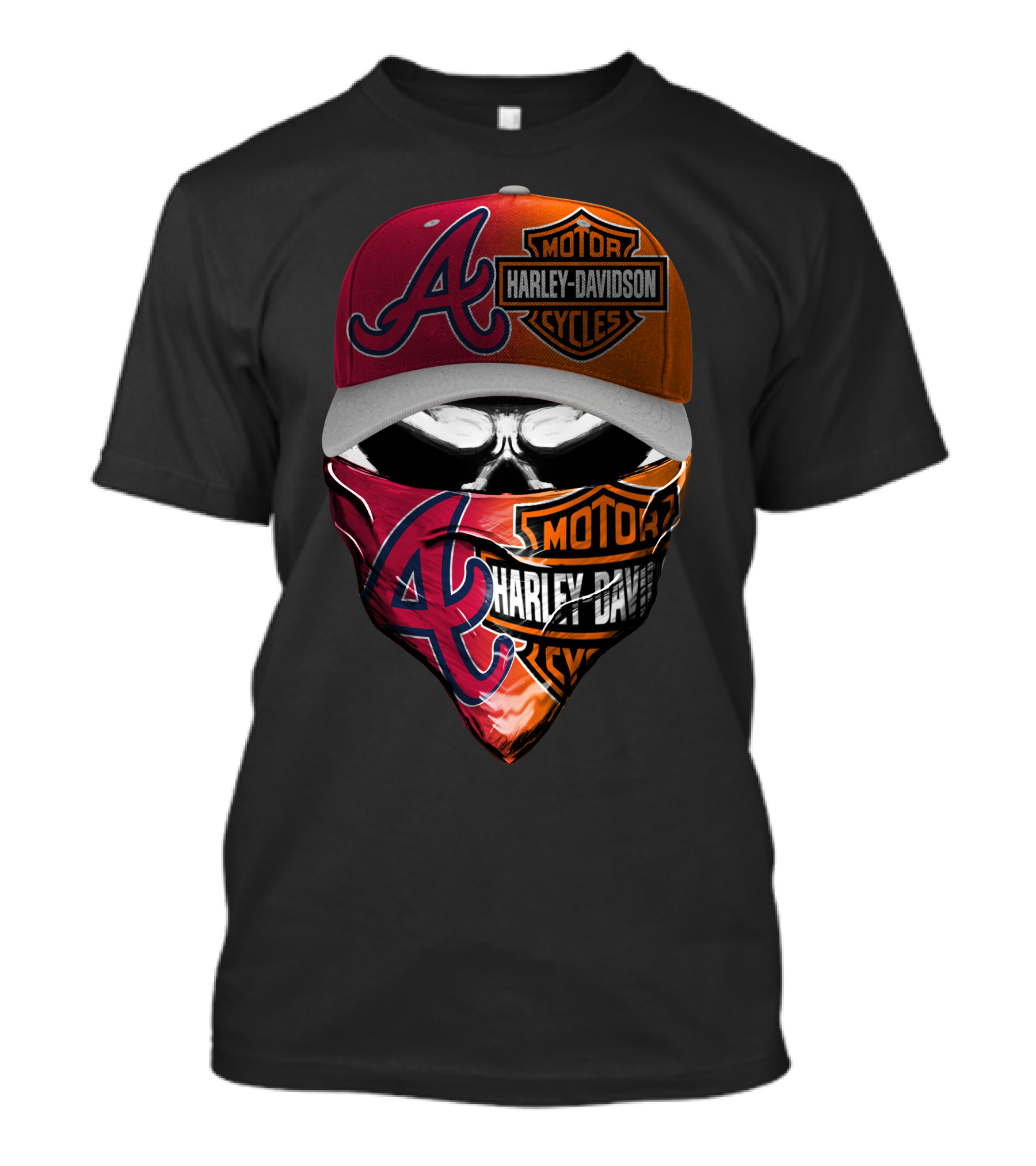 Atlanta Braves Harley Davidson Mask Fusion T-Shirt