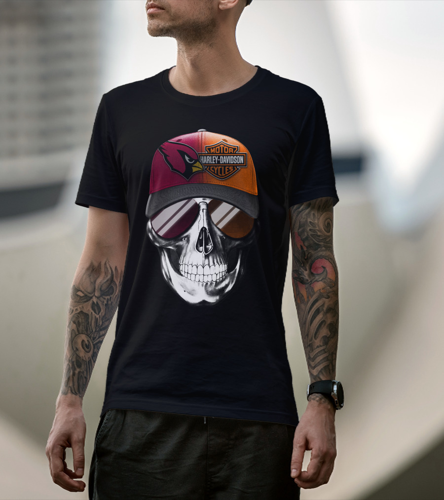Harley Davidson Arizona Cardinals Skull T-Shirt