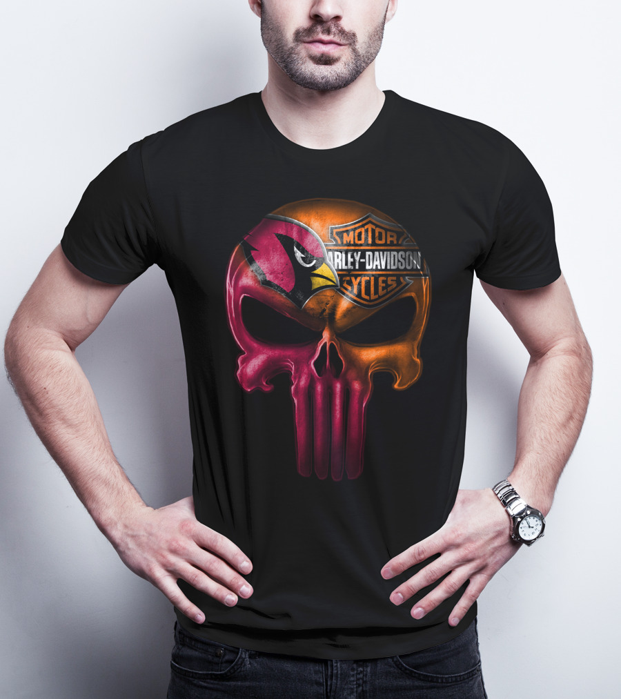 Arizona Cardinals Harley Davidson Skull T-Shirt