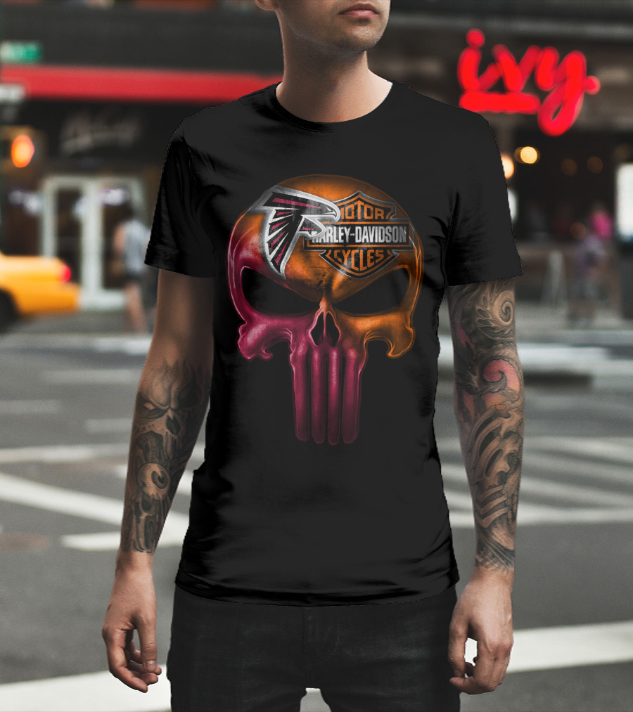 Atlanta Falcons Harley Davidson Punisher Skull T-Shirt