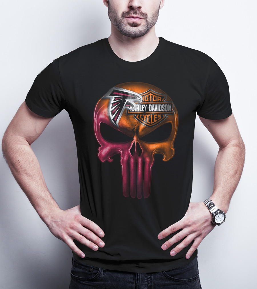 Atlanta Falcons Harley Davidson Punisher Skull T-Shirt